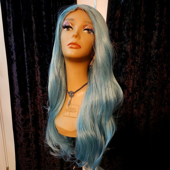 powder room d | Hair | Slate Blue Lace Front Wig Free Part Powder Room ...